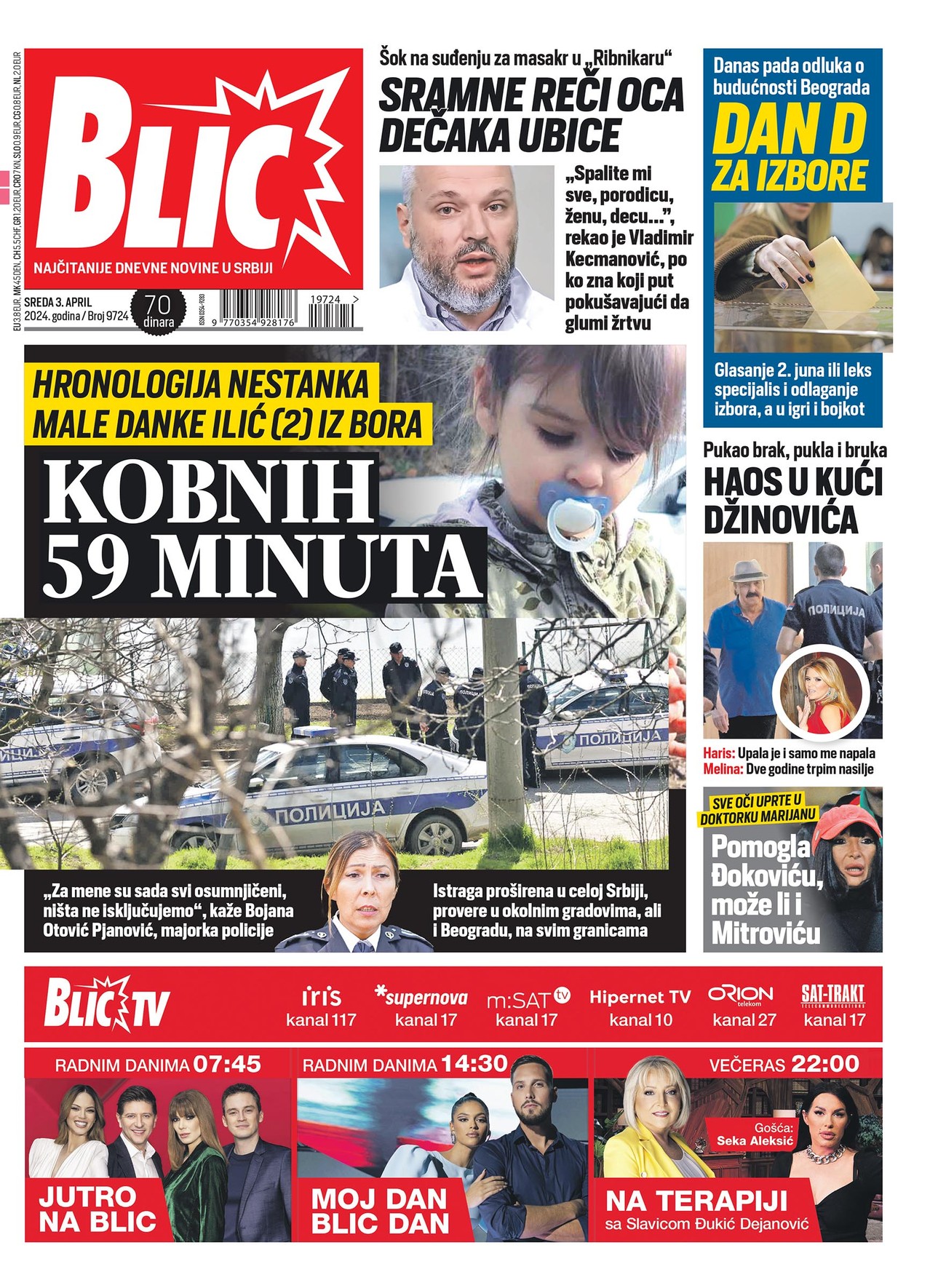 Naslovna strana za 3.4. - Blic