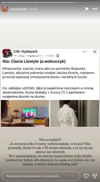 Ciocia Liestyle wściekła po wpisie internautki o operacji biustu. "Nie ...