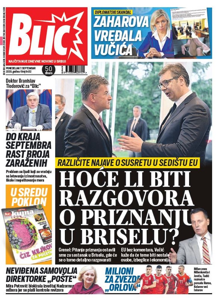 ČITAJTE NOVI "BLIC" ODMAH Hoće li biti razgovora o priznanju u Briselu?