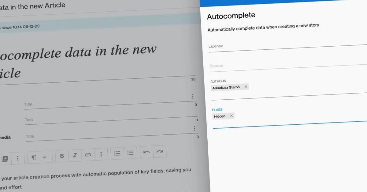 Autocomplete data in the new Article | What's new in Ring Publishing?
