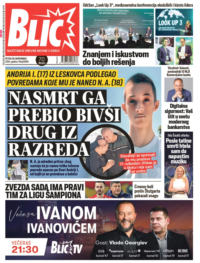 Naslovna strana za 29.11. - Blic