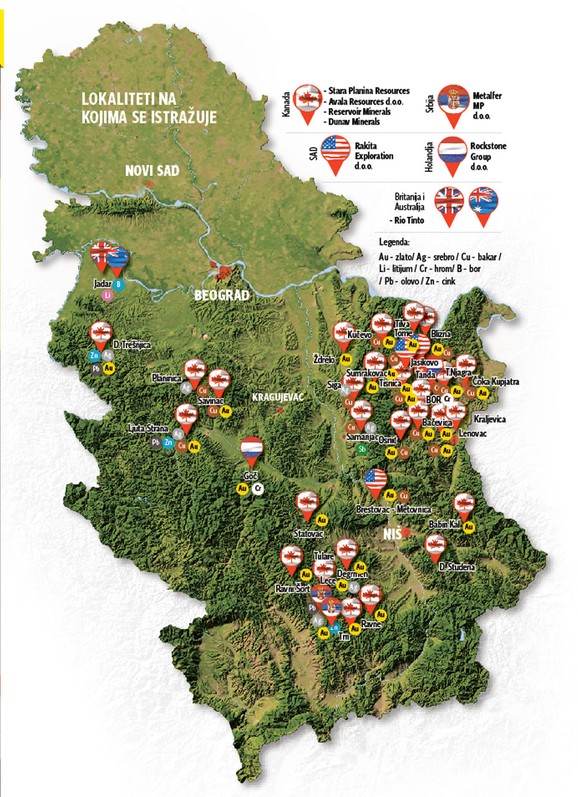 NALAZIŠTA NIČU NA SVE STRANE Čak 25 kompanija istražuje RUDNE REZERVE u ...