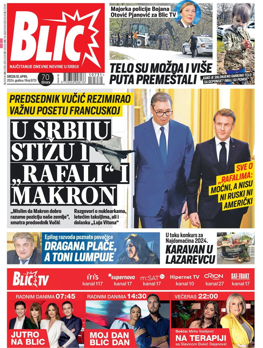 Naslovna strana za 10.4. - Blic