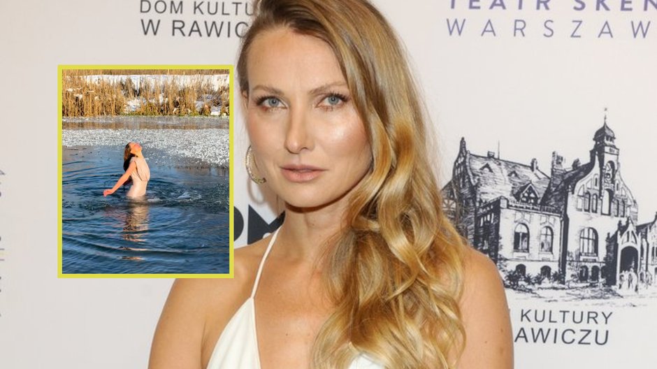 Joannie Moro niestraszny mróz. Wbiegła do stawu w oscarowej kreacji ...