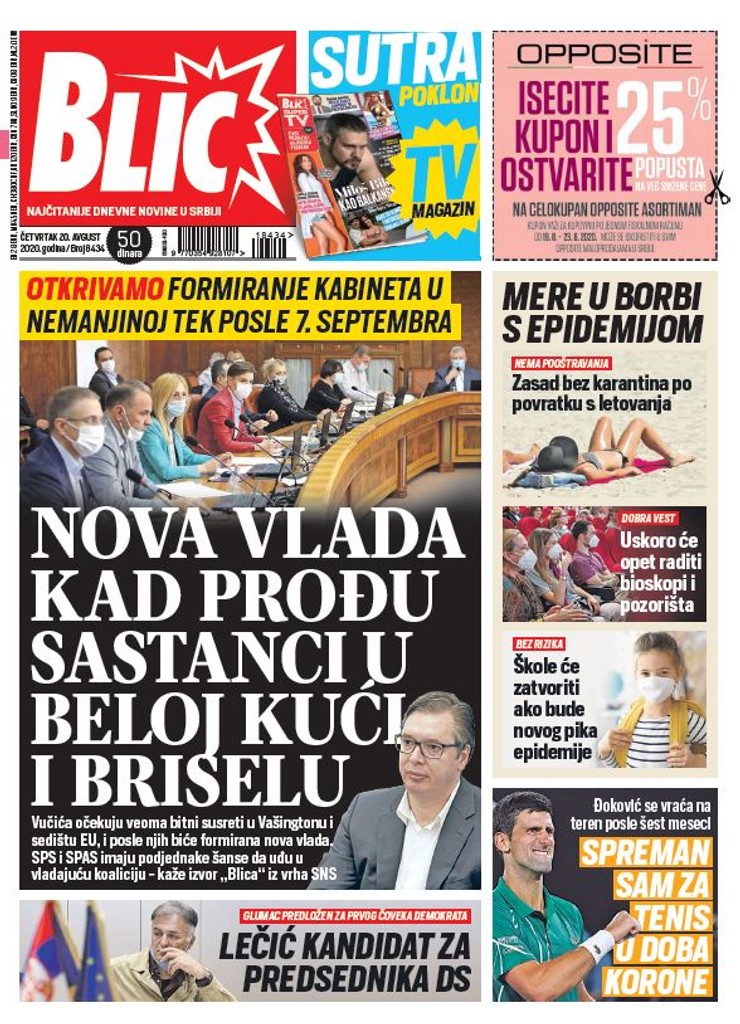 ČITAJTE NOVI "BLIC" ODMAH! Otkrivamo Nova vlada kad prođu sastanci u ...