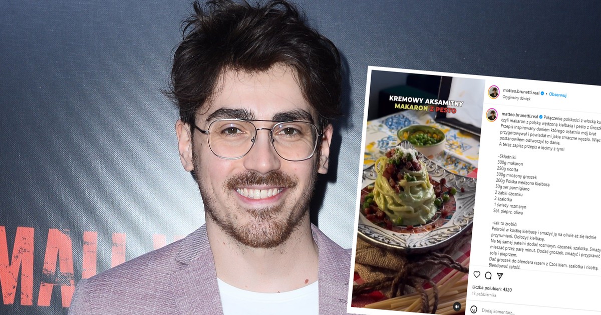 Matteo Brunetti przygotował makaron z polską kiełbasą. "Bo dlaczego nie?" - Onet Gotowanie
