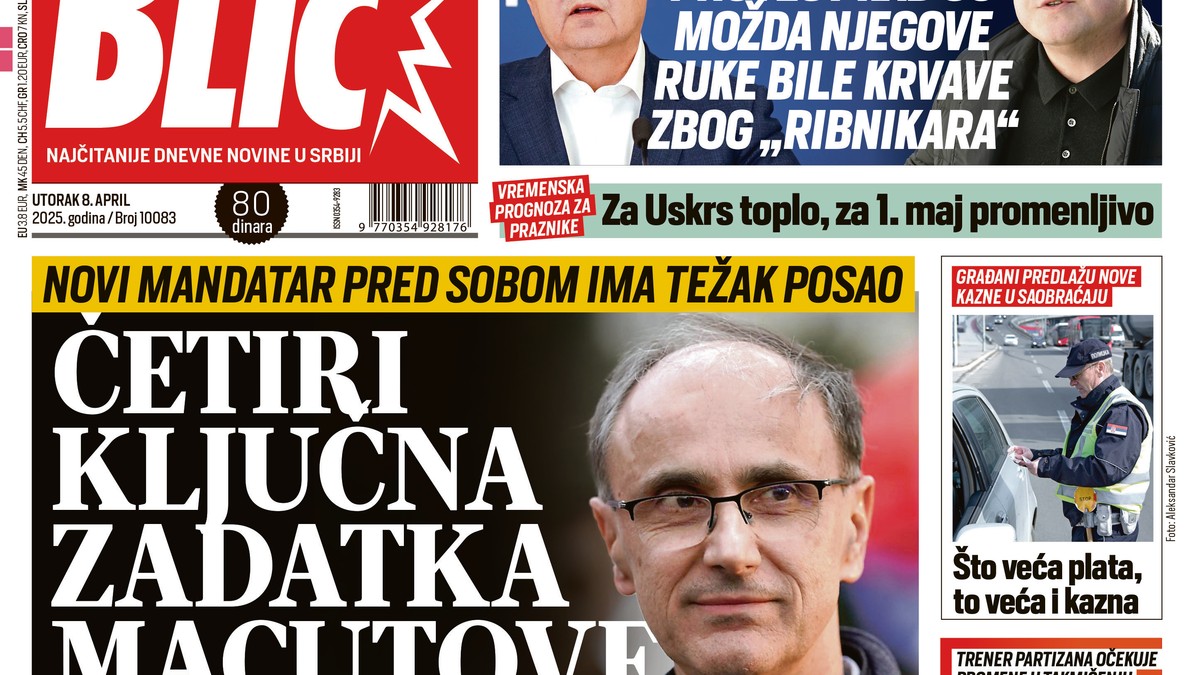 Naslovna strana za 8.4. - Blic