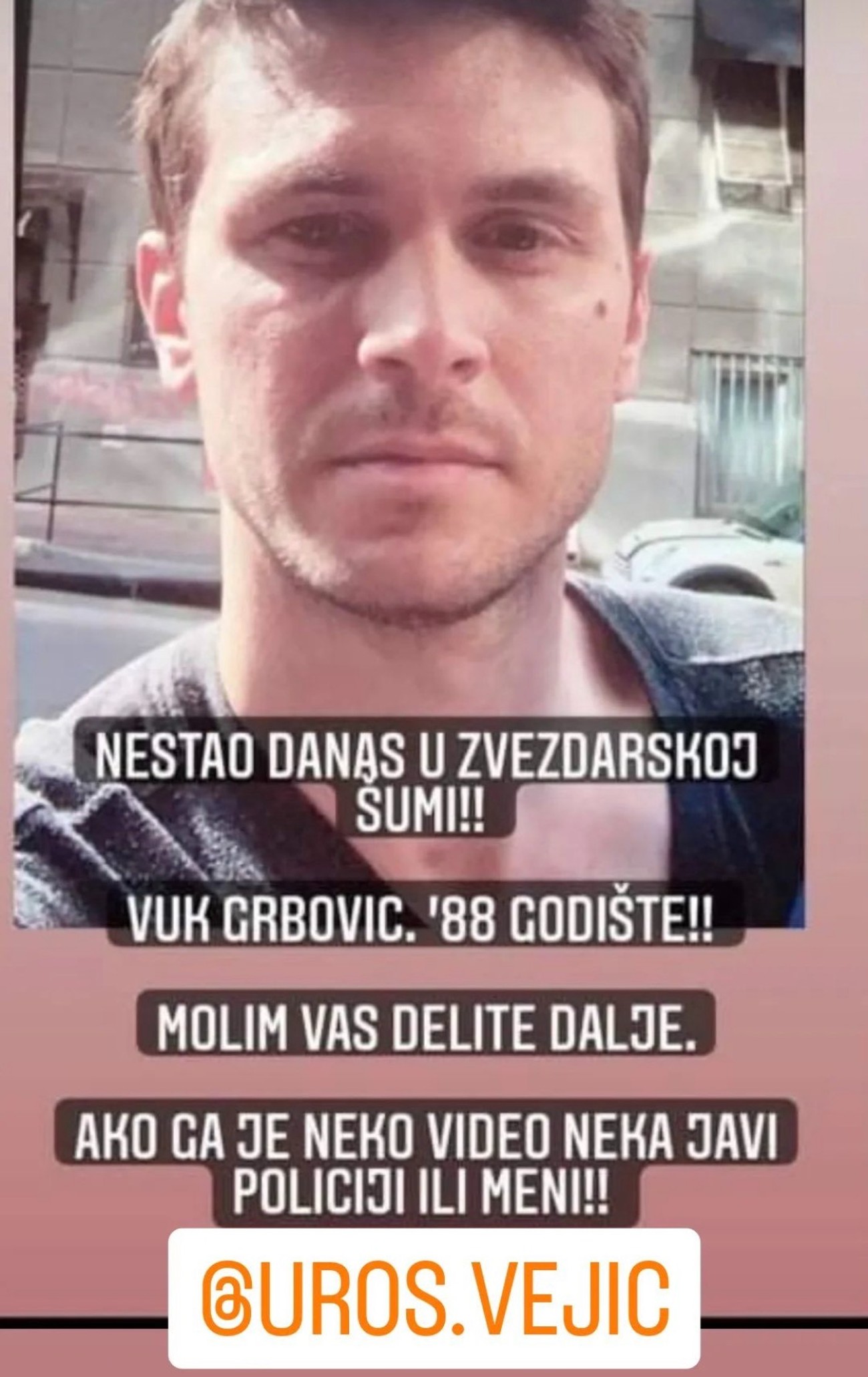 NESTAO VUK (34) IZ BEOGRADA Poslednji put viđen u Zvezdarskoj šumi ... NESTAO VUK (34) IZ BEOGRADA Poslednji put viđen u Zvezdarskoj šumi ...