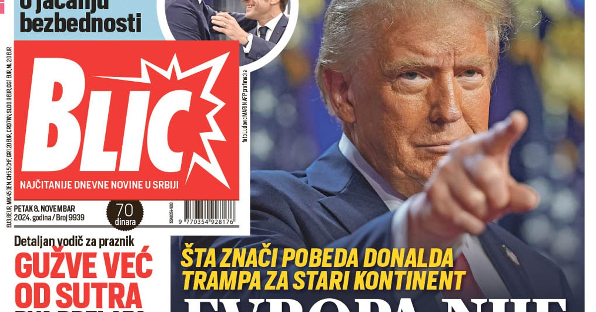 Naslovna strana za 8.11. - Blic