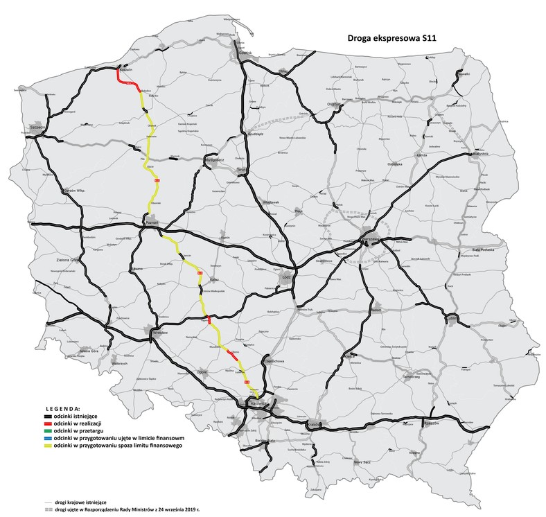 Droga S11 - stan budowy trasy łączącej Pomorze ze Śląskiem
