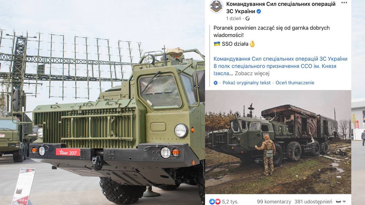 Ukraina: siły specjalne zniszczyły radar kierowania ogniem 30N6 ...