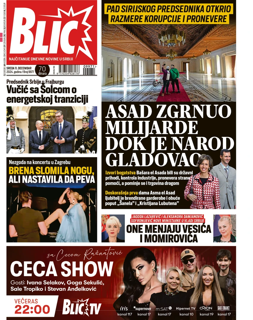 Naslovna strana za 11.12. - Blic