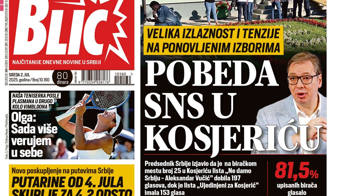 Naslovna strana za 2.7. - Blic