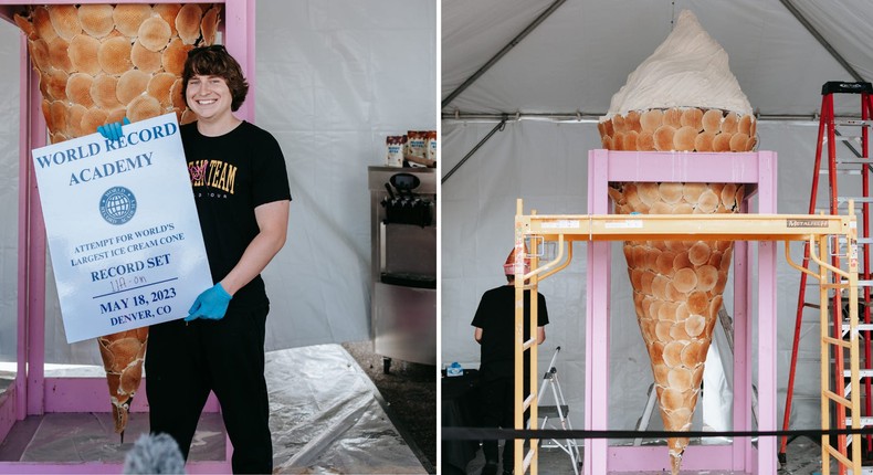 YouTube star Matthew Beem just built the world's largest ice cream cone ...