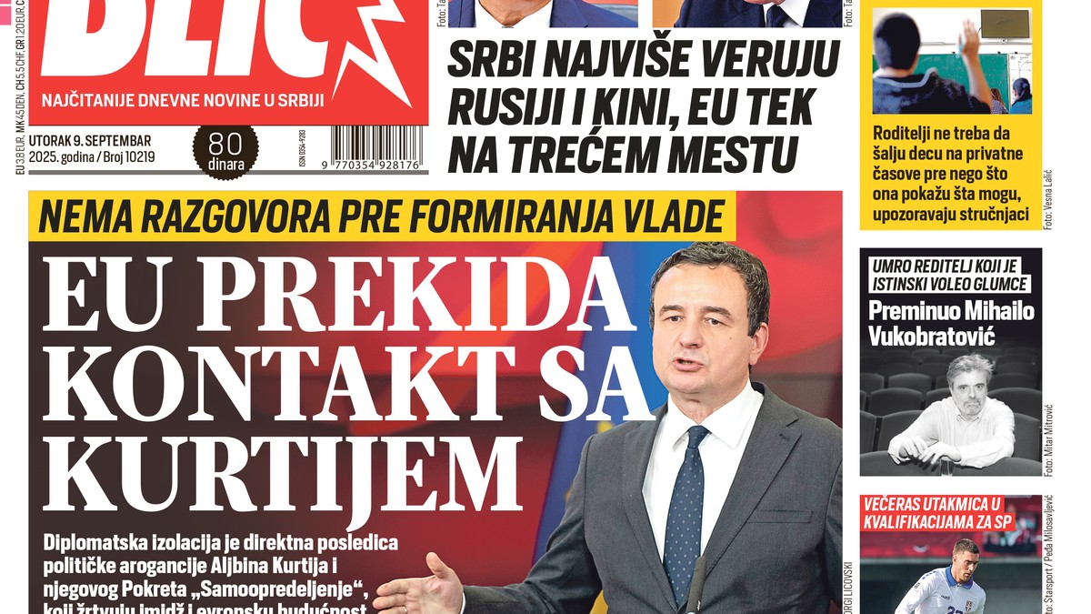 Naslovna strana za 9.9. - Blic