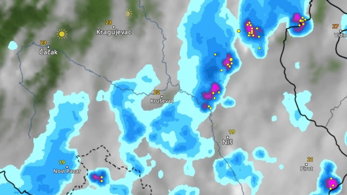 (Radarske slike) u ovim gradovima Srbije trenutno pljušti i sevaju ...