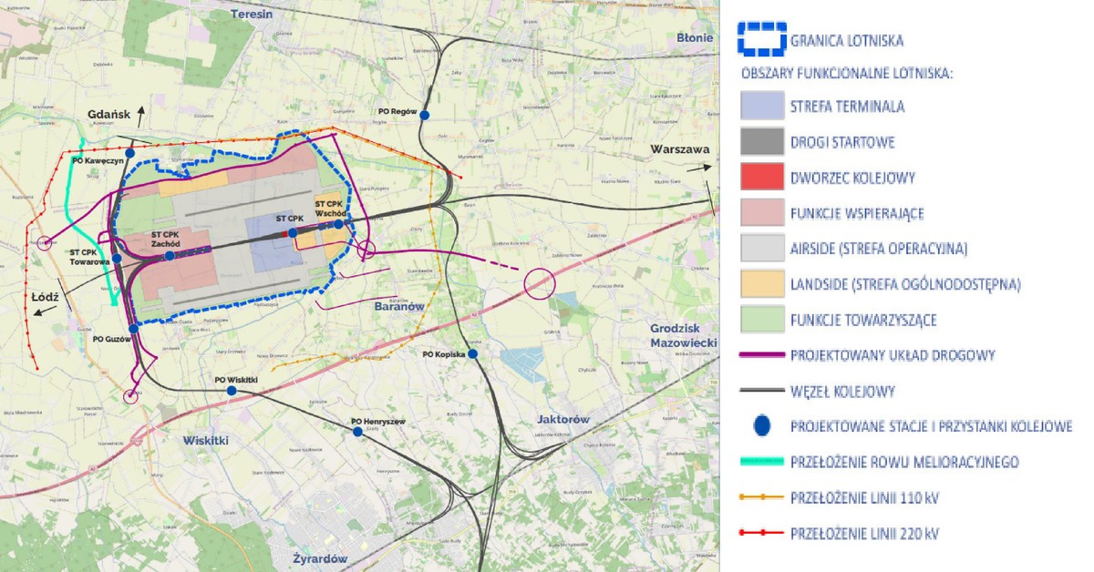 Jest dokładna lokalizacja CPK. Pod lotniskiem podziemny dworzec ...
