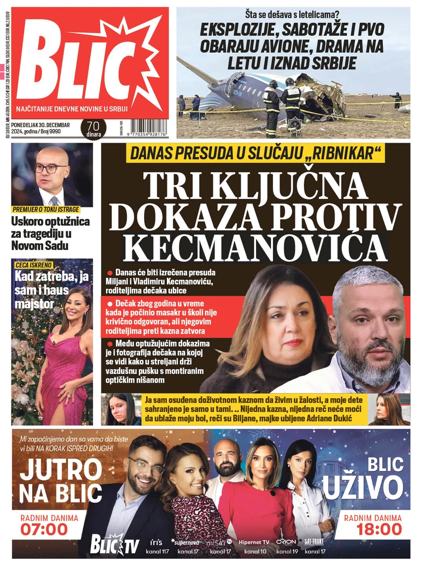 Naslovna strana za 30.12. - Blic