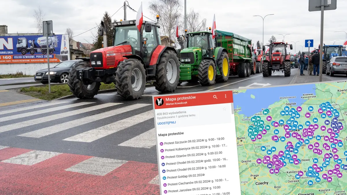 Protest rolników - to już dziś. Cała Polska stanie w wielkim korku [MAPA]