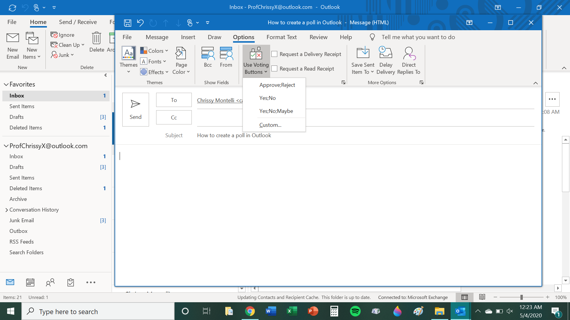 How to create a poll in Microsoft Outlook and view responses from ...
