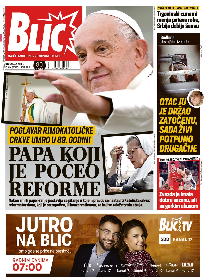 Naslovna strana za 22.4. - Blic
