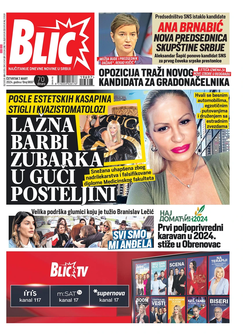 Naslovna strana za 7.3. - Blic
