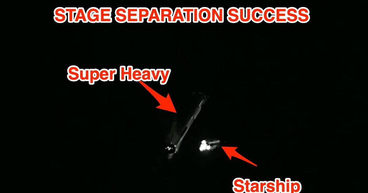 Watch video of SpaceX's Starship nailing a high-risk 'hot staging ...