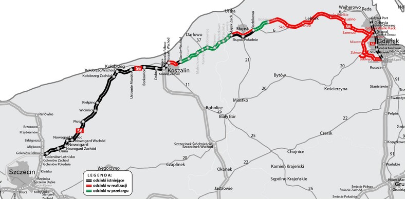 Droga ekspresowa S6 połączy Gdańsk ze Szczecinem - stan realizacji