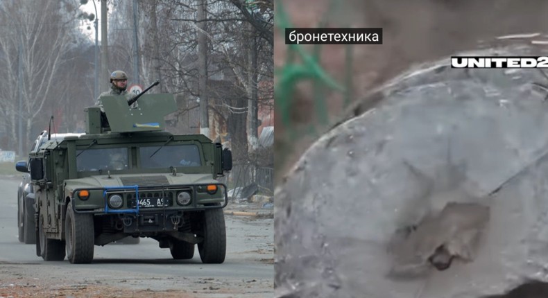 A video from Ukraine shows how the powerful armor on a US-built Humvee ...
