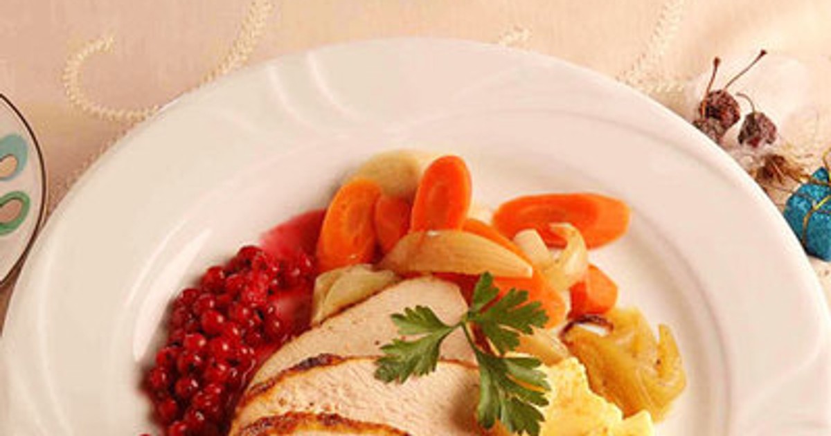 Áfonyás töltött pulyka polentával recept