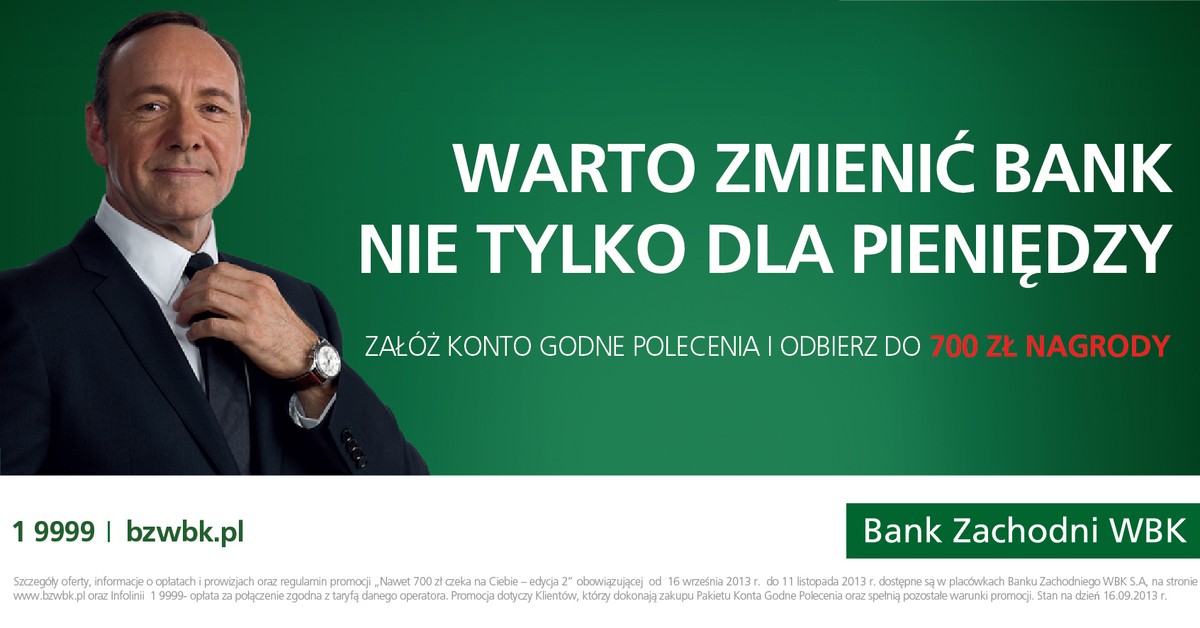Kevin Spacey twarzą reklamową banku BZ WBK - GazetaPrawna.pl