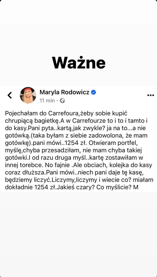 Maryla Rodowicz zrobiła furorę wpisem o zakupach za ponad 1 tys. zł ...