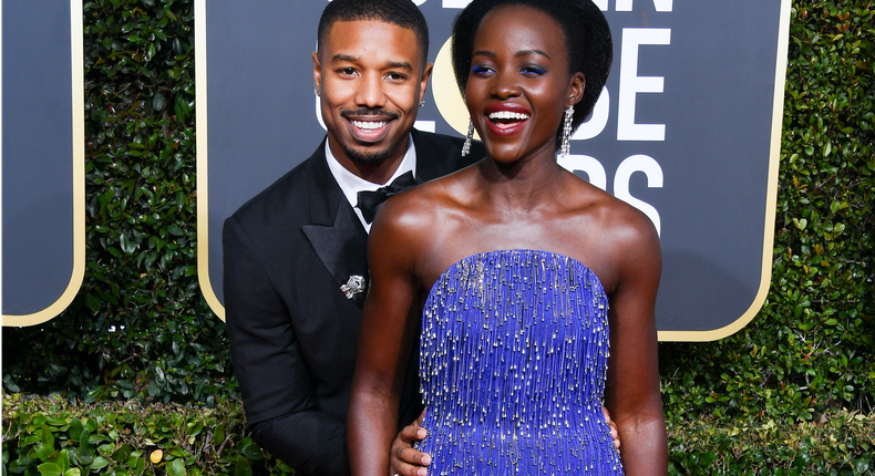 Watch Michael B. Jordan and Lupita Nyong'o jokingly kiss at a Golden ...