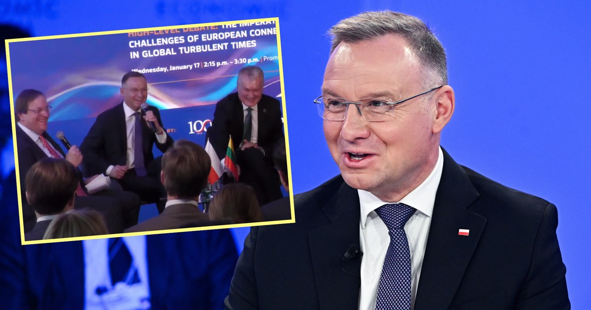 Prezydent Duda nagle zaczął się śmiać w Davos. Rozbawił też pozostałych ... Prezydent Duda nagle zaczął się śmiać w Davos. Rozbawił też pozostałych ...