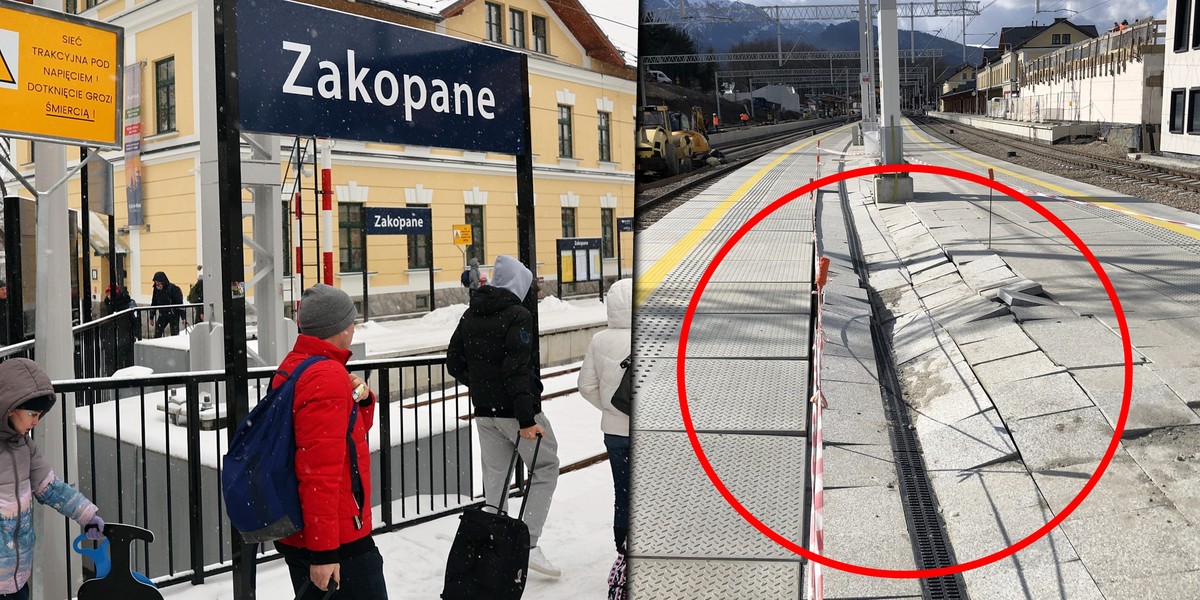 Fuszerka w Zakopanem. Dwa miesiące temu otwarcie, peron w na dworcu już nie wytrzymał - Wiadomości