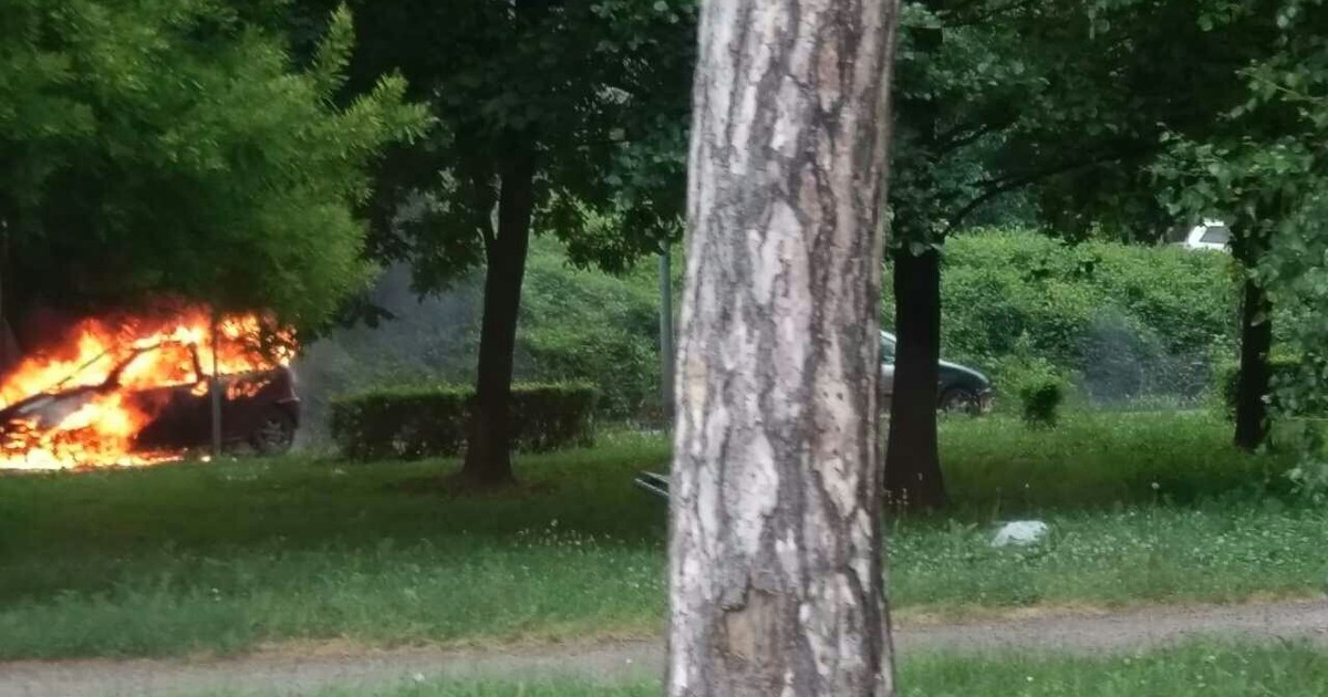 Gori automobil na Banjici: Vatrogasci na terenu - Blic