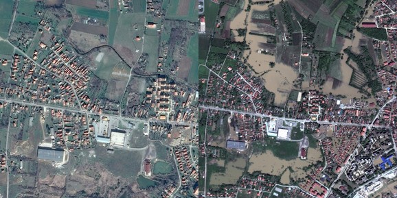 Satelitski snimak: Obrenovac pre i posle potopa