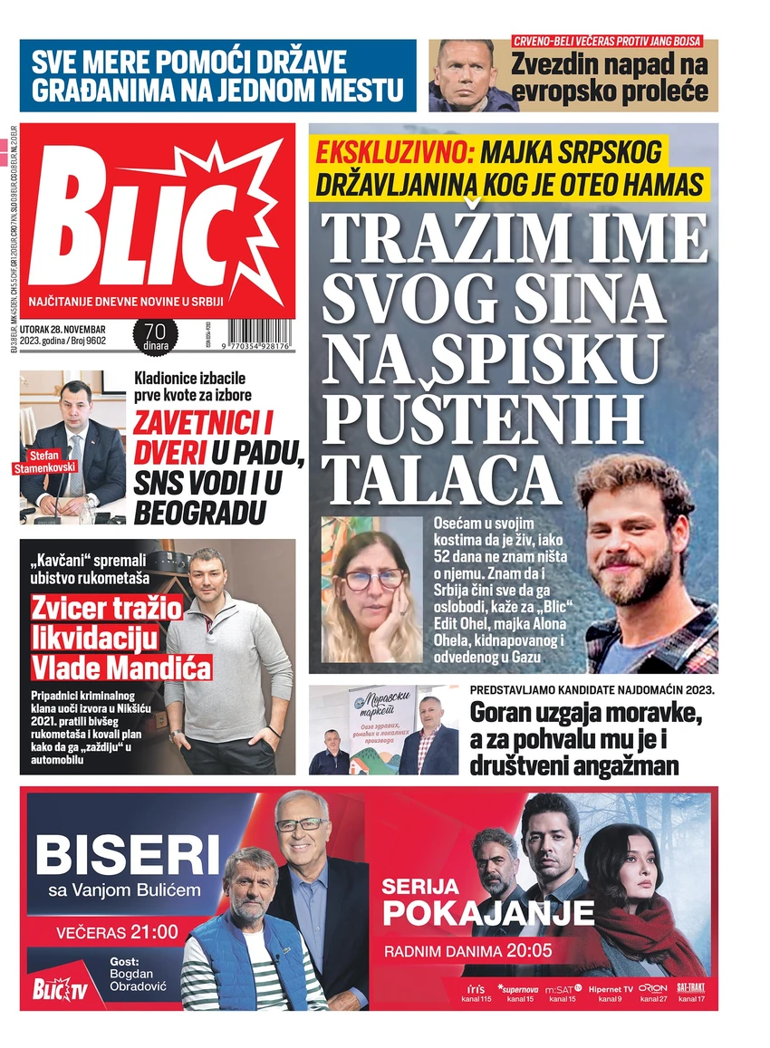 Naslovna strana za 28.11. - Blic
