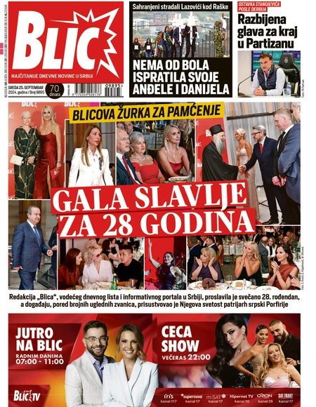 Naslovna strana za 25.9. - Blic