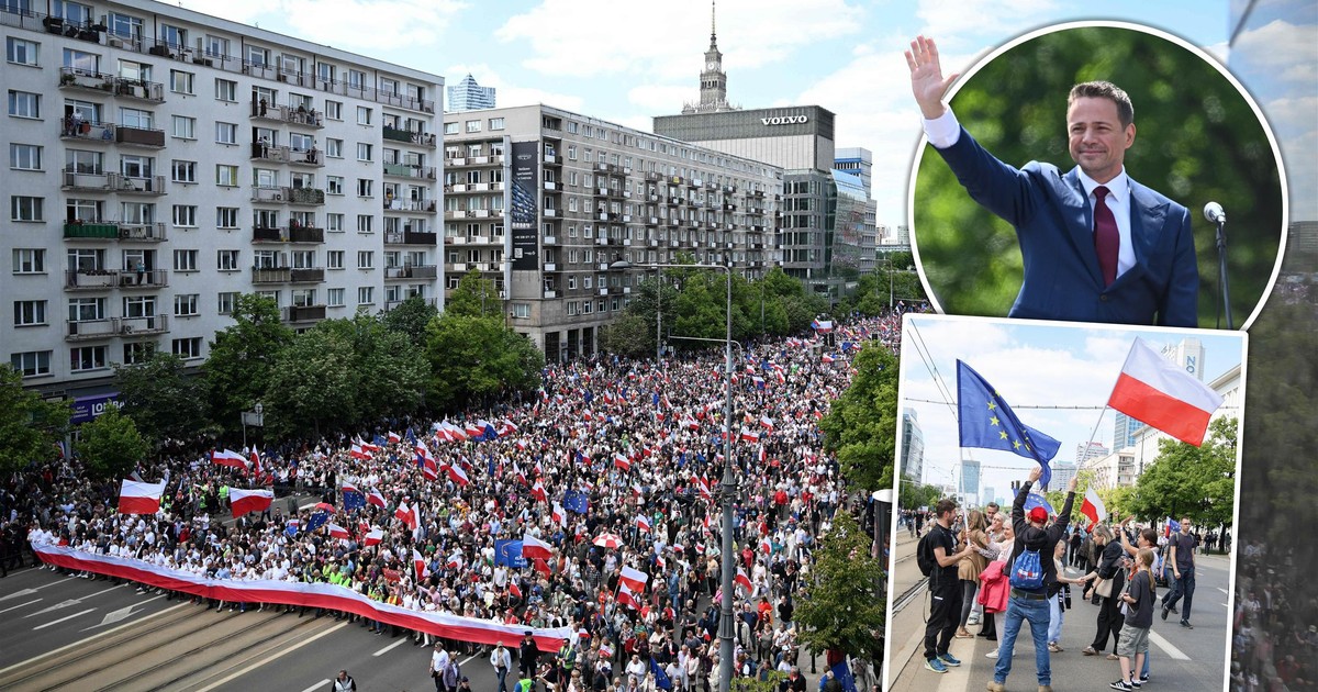 Marsz Rafała Trzaskowskiego. Wuwuzele, emocje i biało-czerwony przekaz