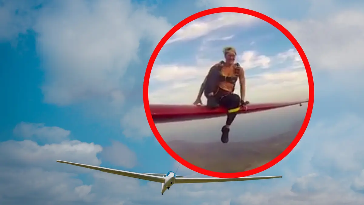 Leciała na skrzydle, a potem skoczyła. Nagranie mrozi krew