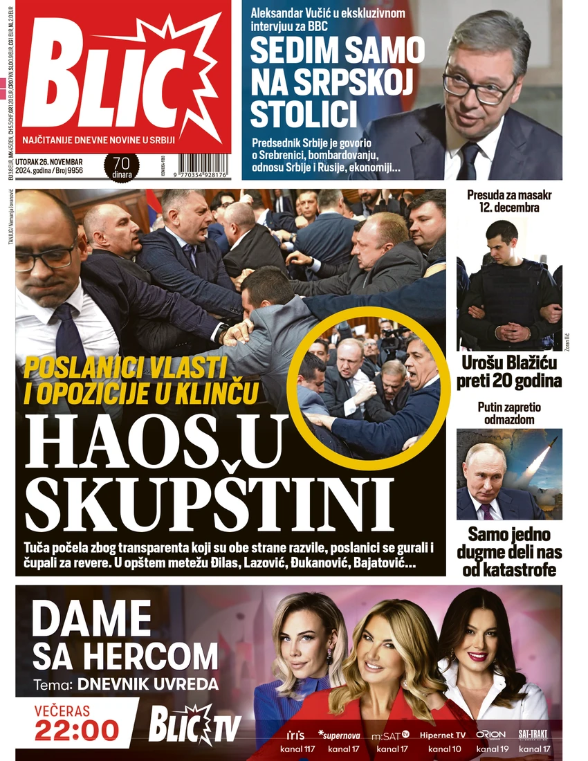 Naslovna strana za 26.11. - Blic