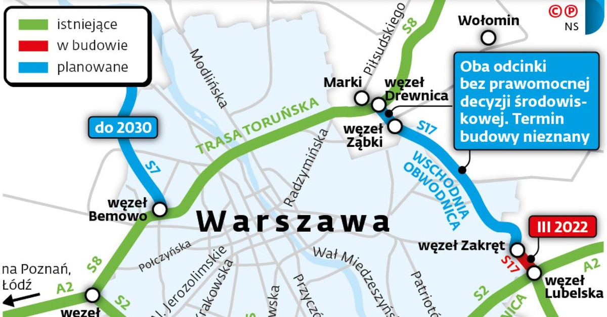 Wschodnia obwodnica Warszawy wciąż czeka na odblokowanie [MAPA] - Forsal.pl