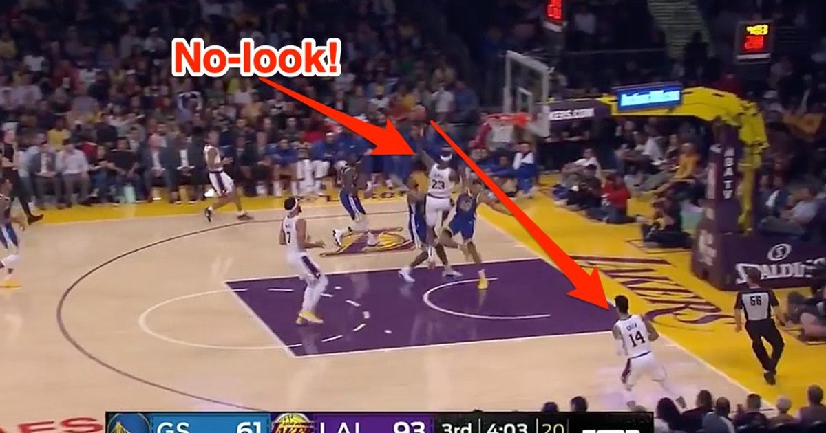 LeBron James threw an incredible, no-look pass while falling down ...
