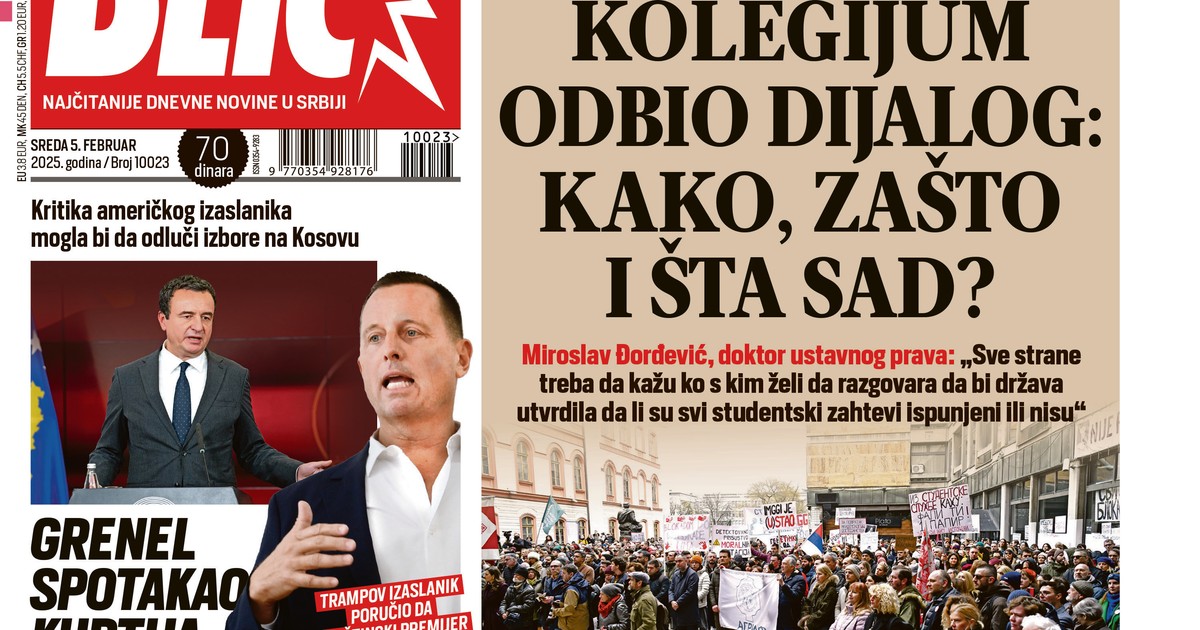 Naslovna strana za 5.2. - Blic