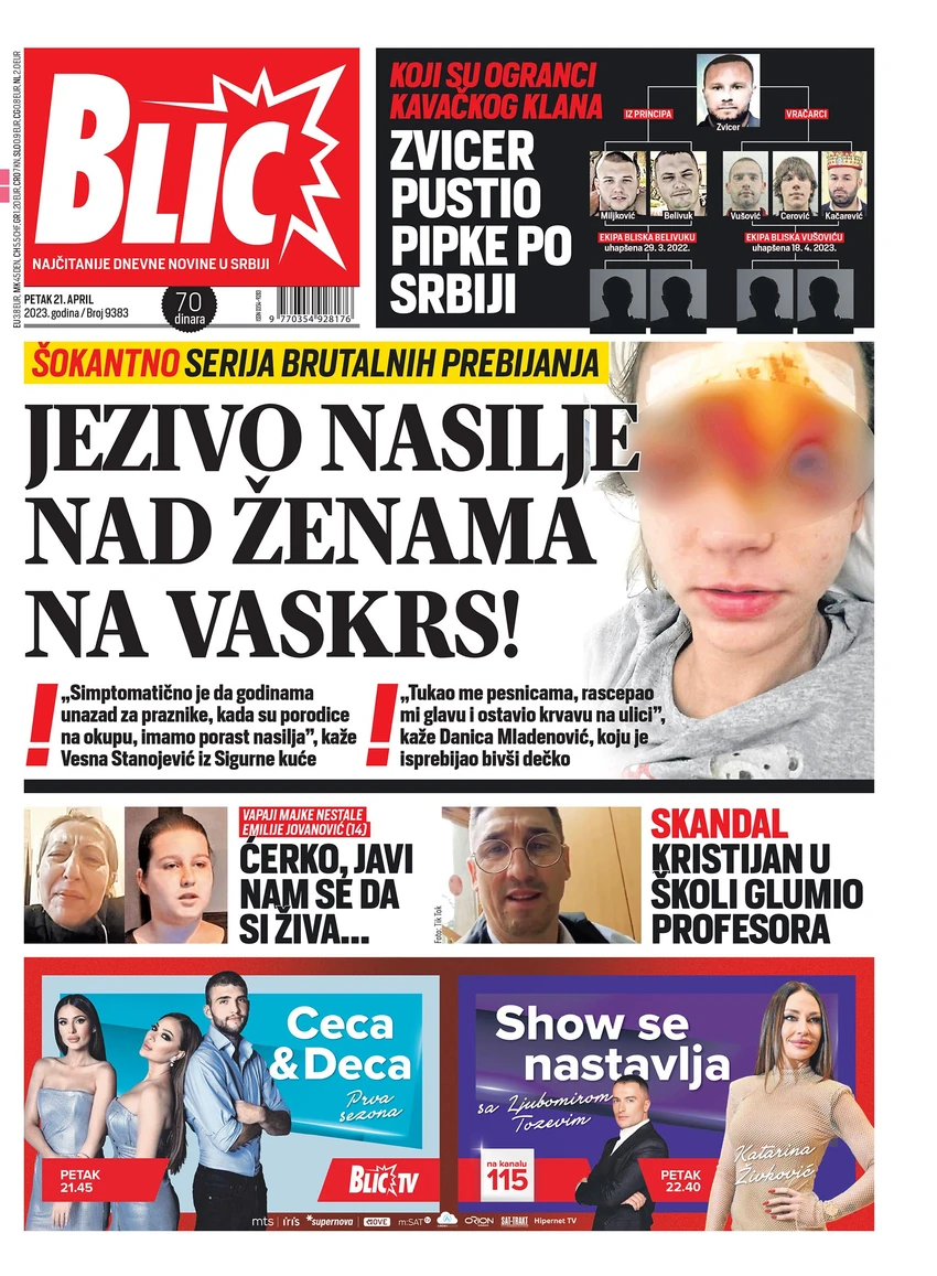 Naslovna za 21.4. - Blic