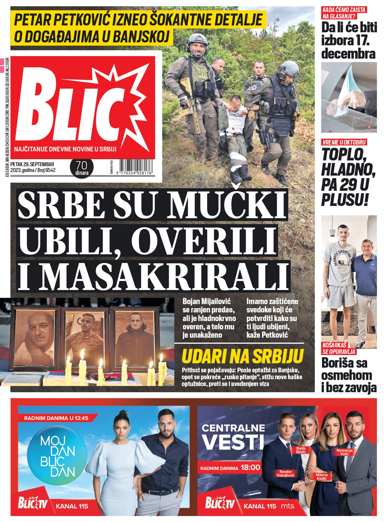 Naslovna strana za 29.9. - Blic