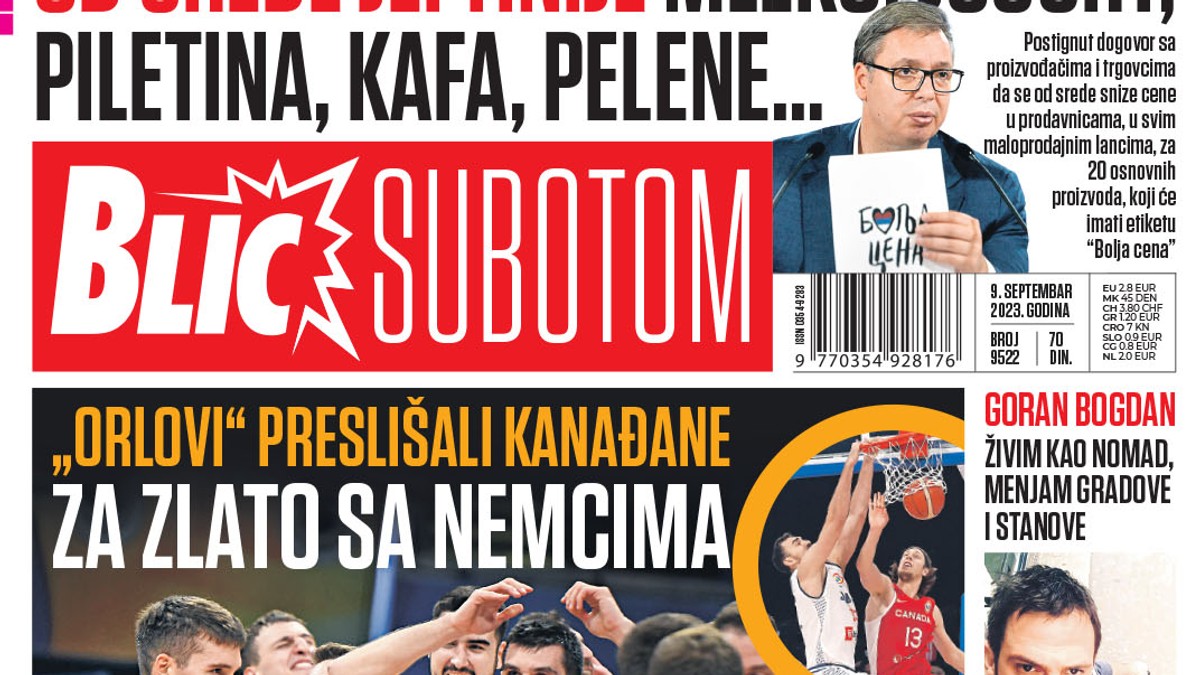 Naslovna strana za 9.9. - Blic