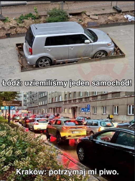 "Zabetonowane" auto z Łodzi bawi internautów. Trudno się nie uśmiać ...