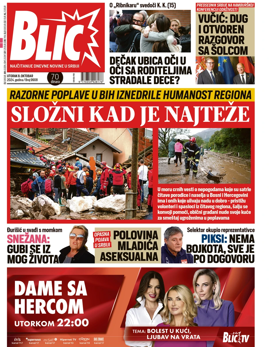 Naslovna strana za 8.10. - Blic